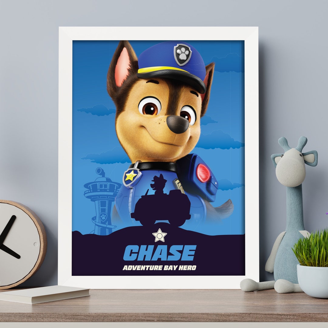 Paw Patrol Print - Chase Adventure Bay Hero Poster Wall Art - Etsy