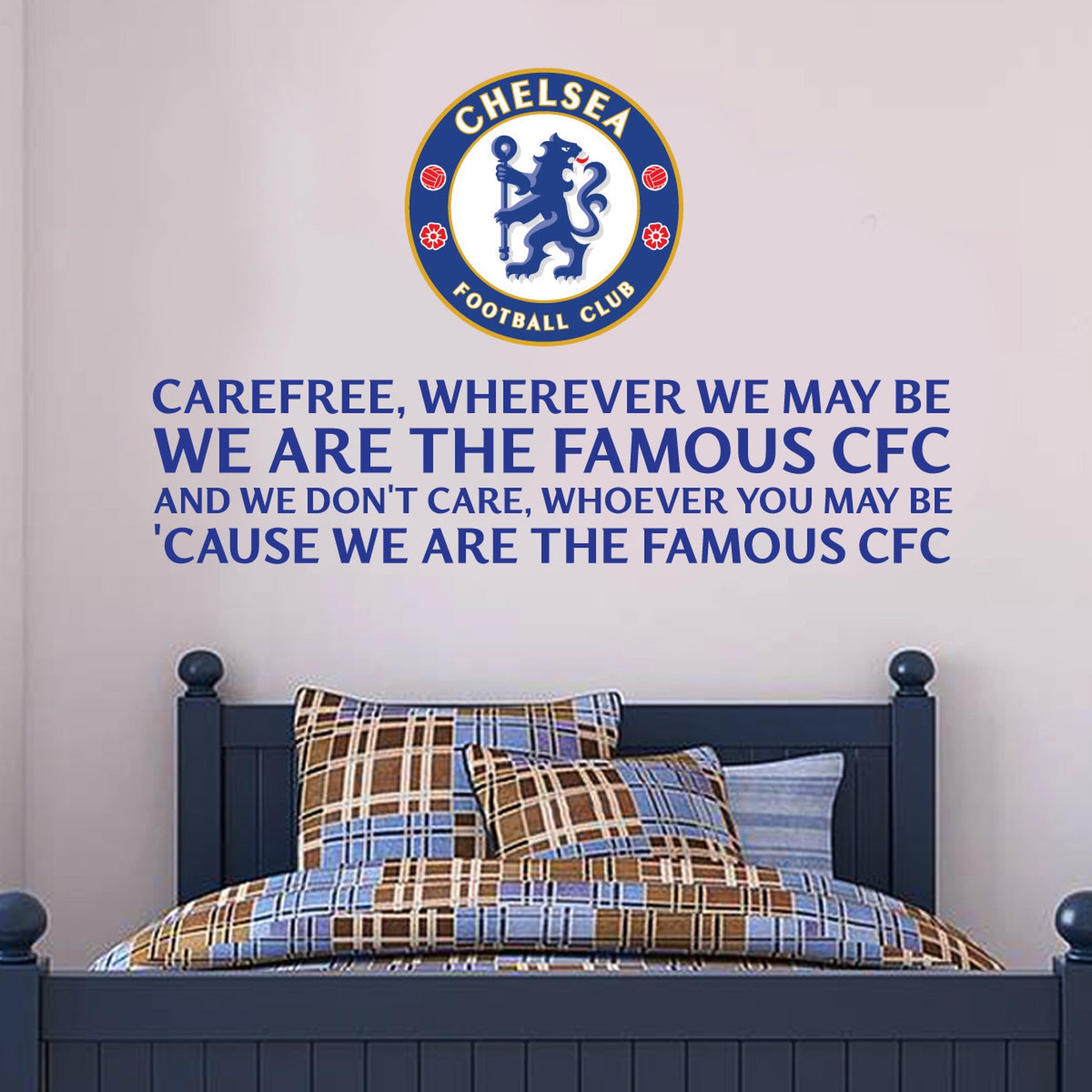 Chelsea Football Club Crest & Care Free Song Wall Mural - Etsy