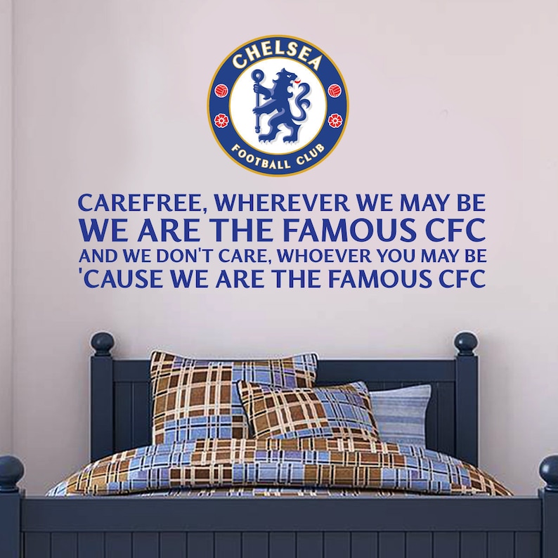 Chelsea Football Club Crest & Care Free Song Wall Mural - Etsy