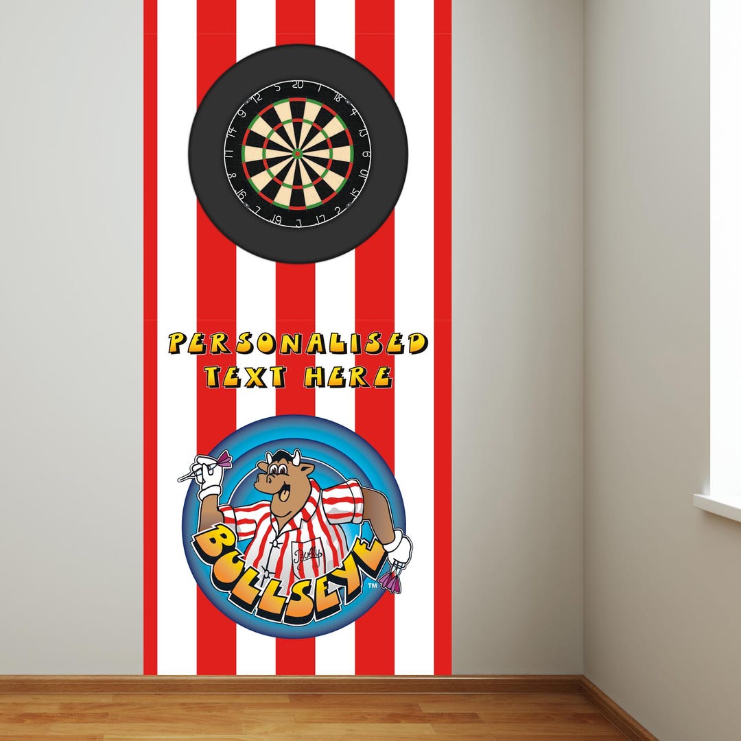 Bullseye Dart Board Backdrop - Bully Red and White Stripes Personalised ...