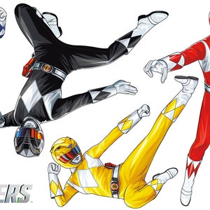 Power Rangers Characters Wall Sticker Set - Kids Bedroom Decal Vinyl ...