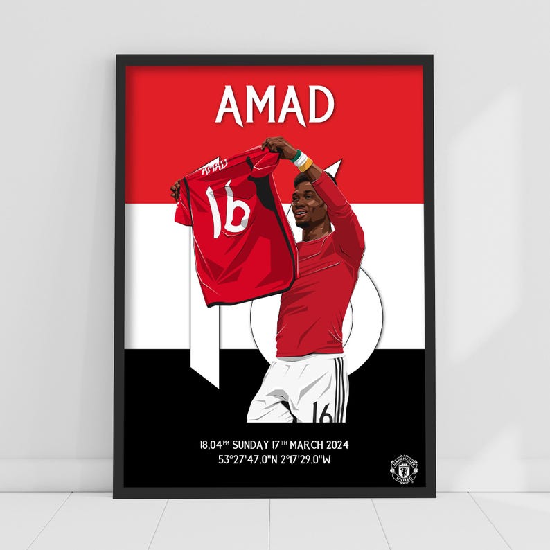 Manchester United FC Print - Amad Goal Celebration 24/25 Player ...