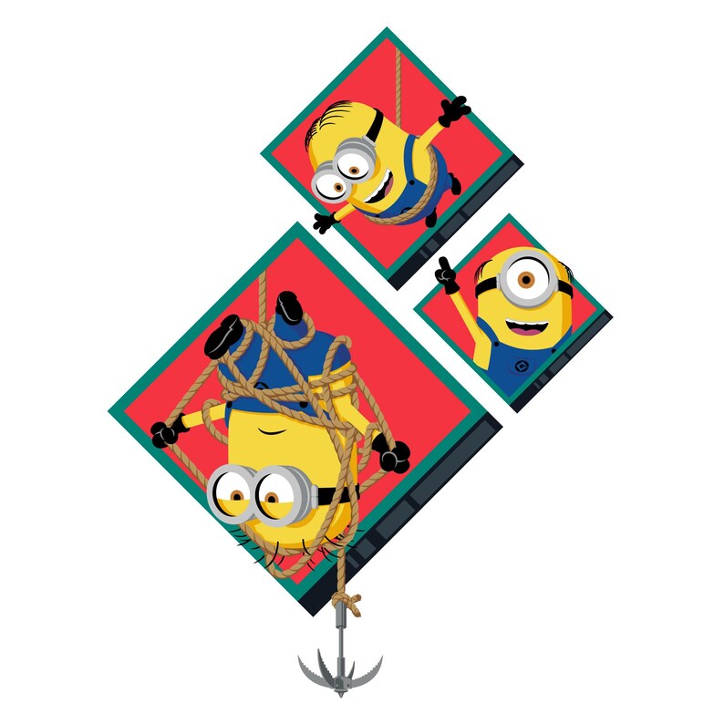 Despicable Me 4 - 3 Minions in Squares Wall Sticker - Etsy