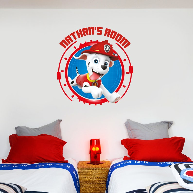 Paw Patrol Wall Sticker Marshall Personalised Name Wall - Etsy