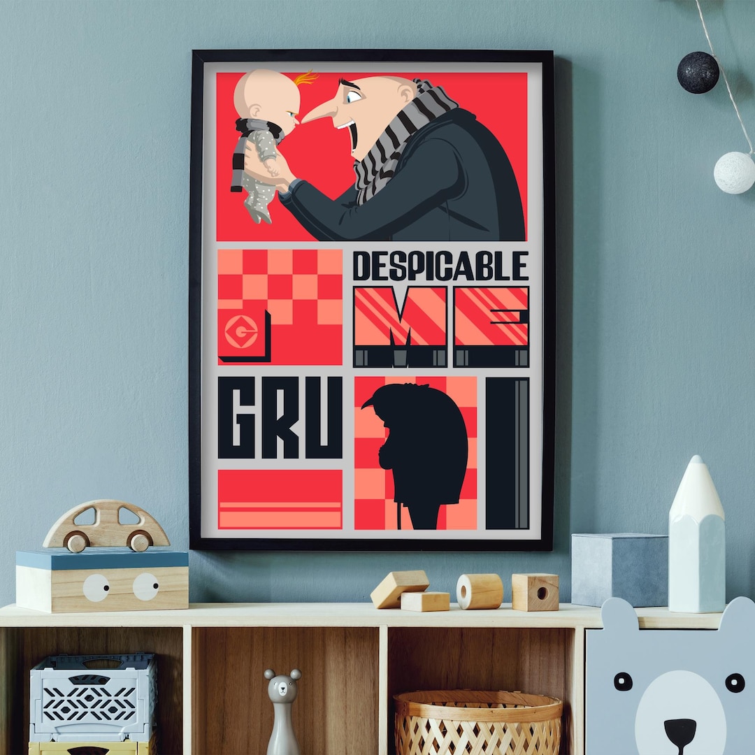 Despicable Me 4 Print - Red and Black Gru Poster Art - Etsy