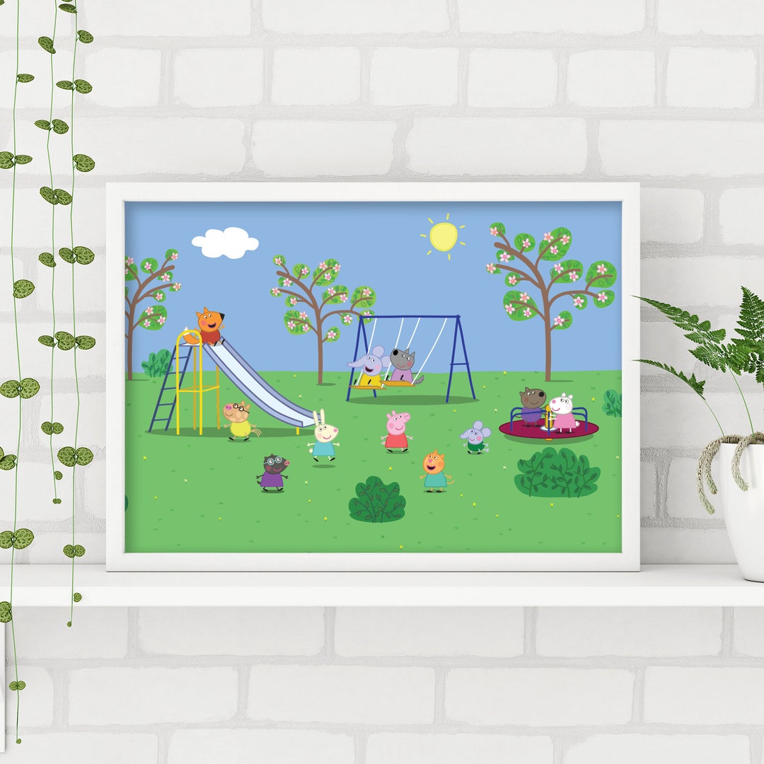 Peppa Pig Print - Peppa and Friends Playground Scene Poster Wall Art - Etsy