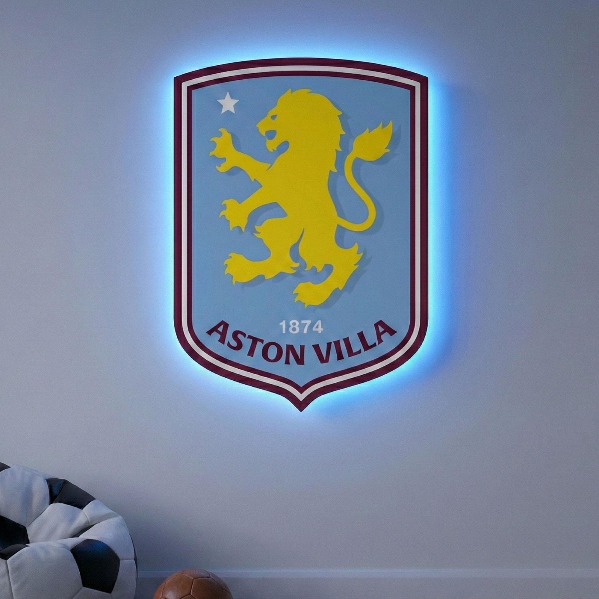 Aston Villa FC Crest LED Backlit Wallpop - Etsy UK