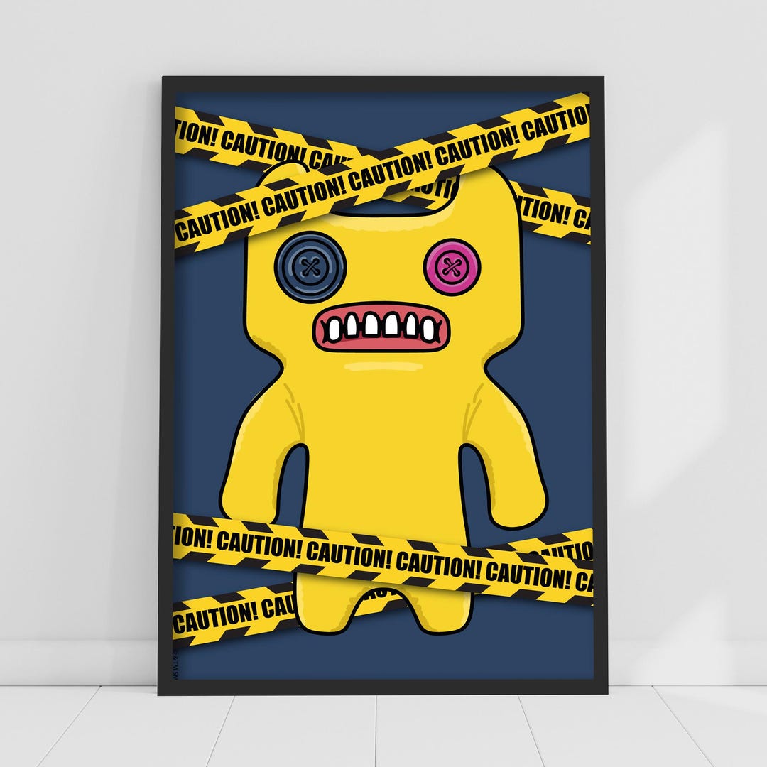Fuggler Wall Art Print - Indecisive Monster Yellow Caution Poster - Etsy