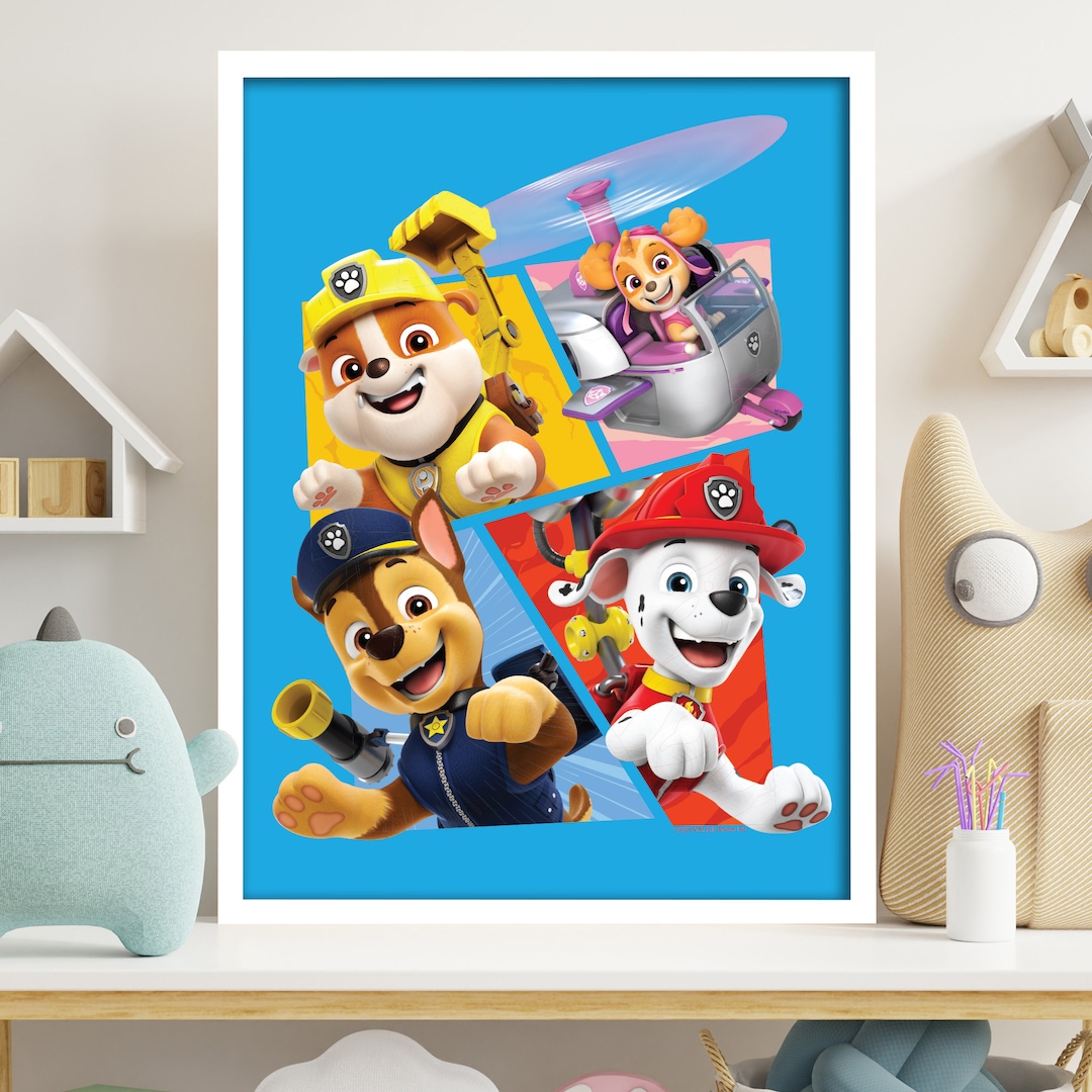 Paw Patrol Print - 4 Pups Jumping Out Poster Wall Art - Etsy