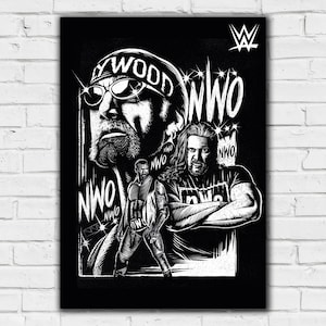 WWE Print - NWO Black and White Graphic Poster Wrestling Wall Art - Etsy