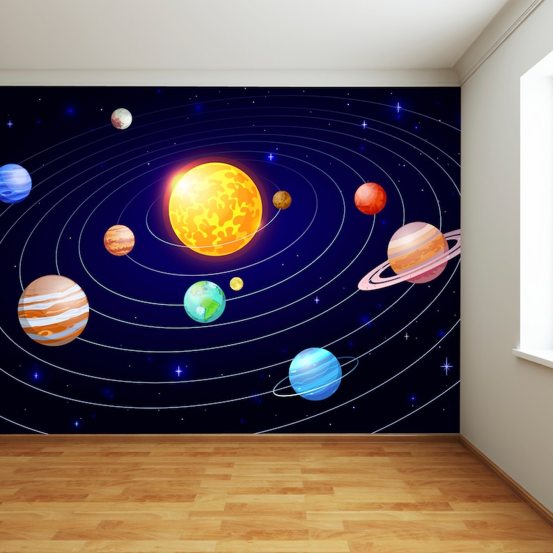 Space Wall Mural Solar System Planets Full Wall Mural Kids - Etsy