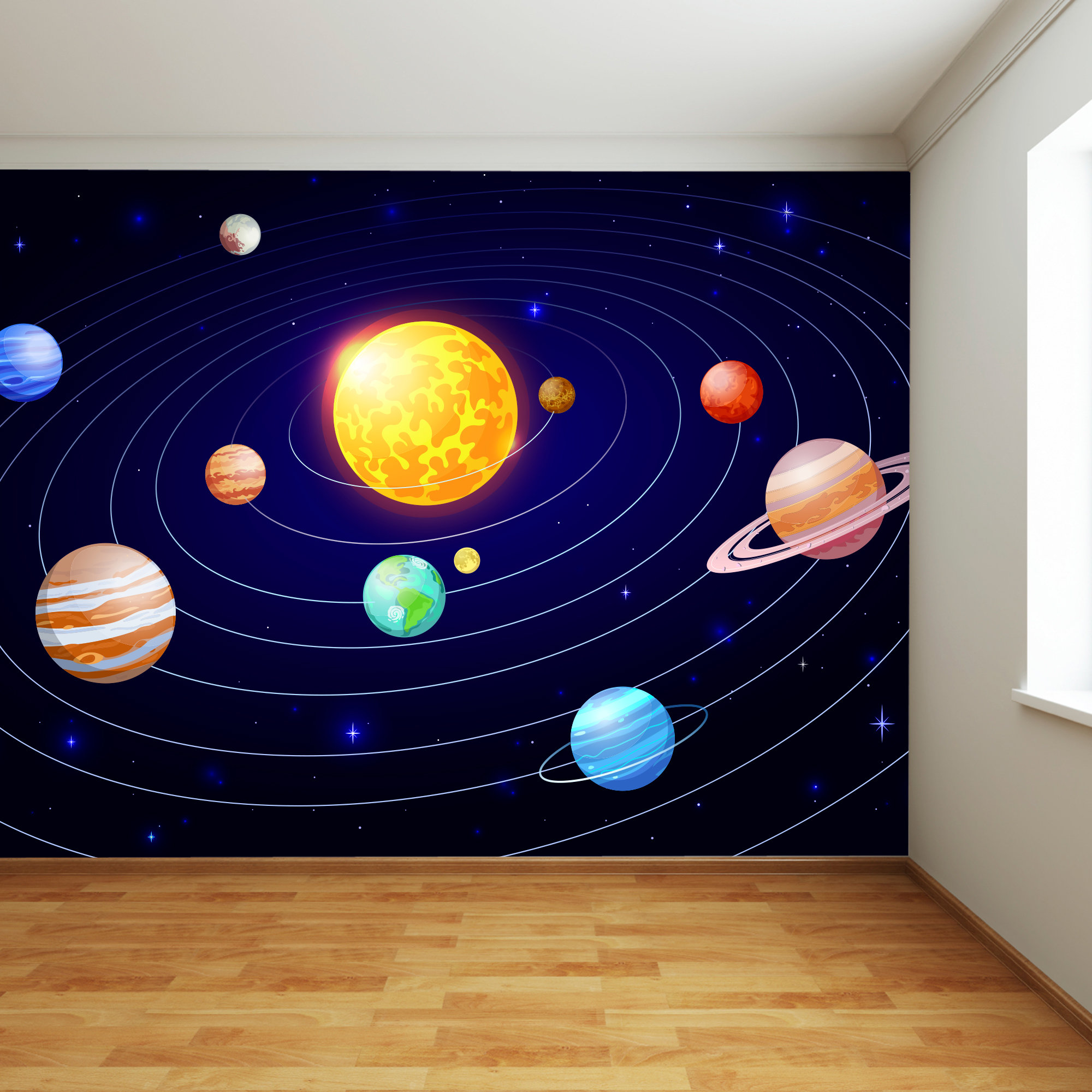 Space Wall Mural Solar System Planets Full Wall Mural Kids - Etsy UK