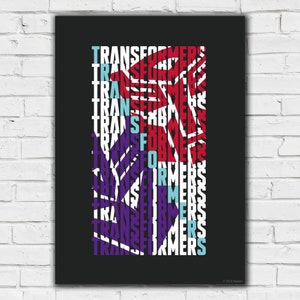 Transformers Print - Autobots and Decepticons Repeat Title Black Wall ...