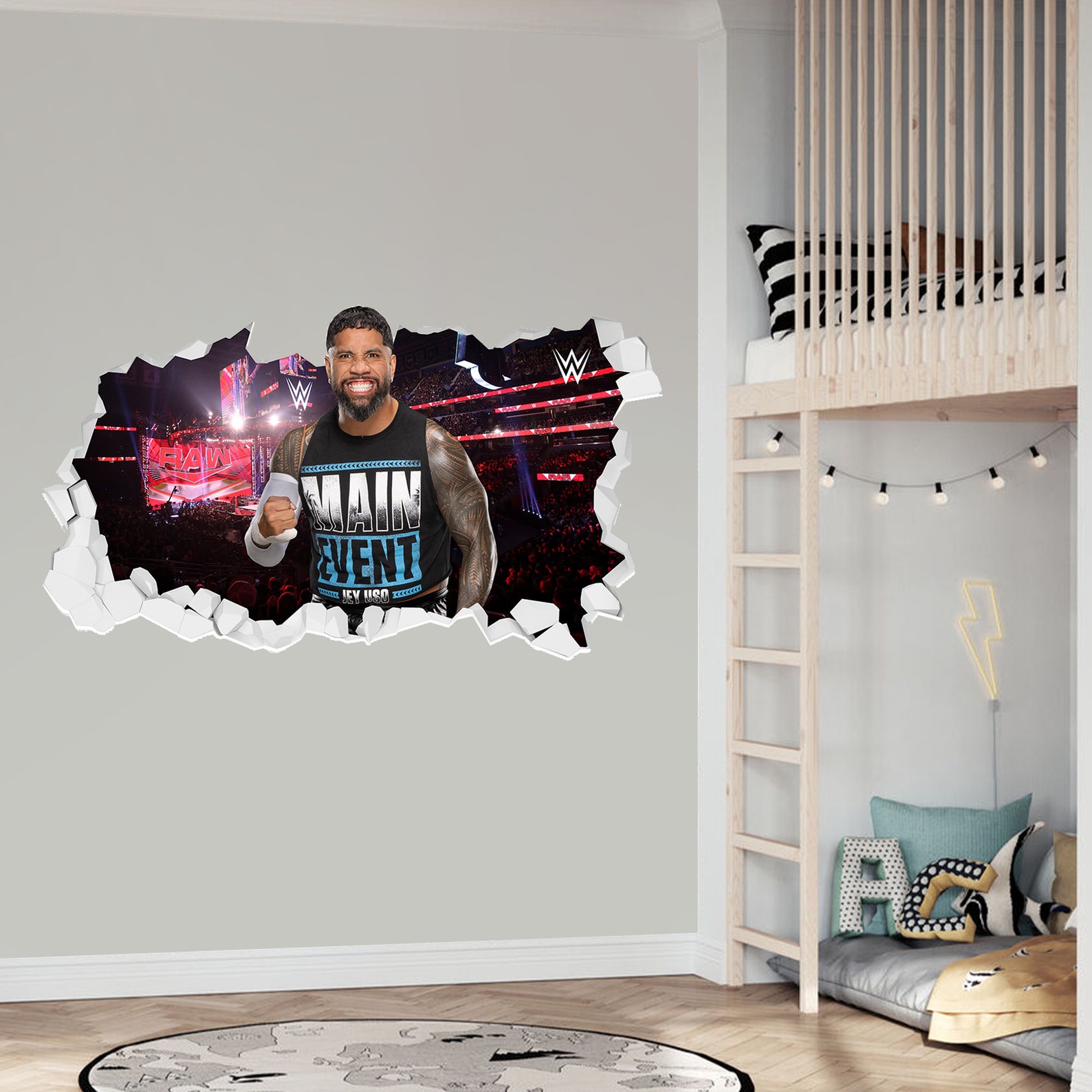WWE Wall Sticker - Jey Uso Broken Wall - Etsy