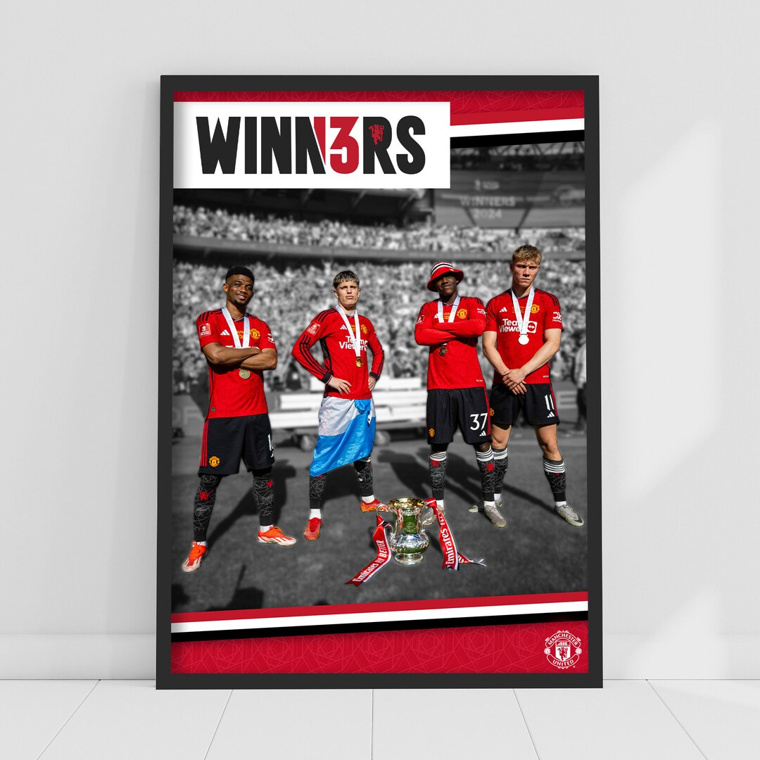 Manchester United FC Print - Cup Winners Portrait Poster Football Wall ...
