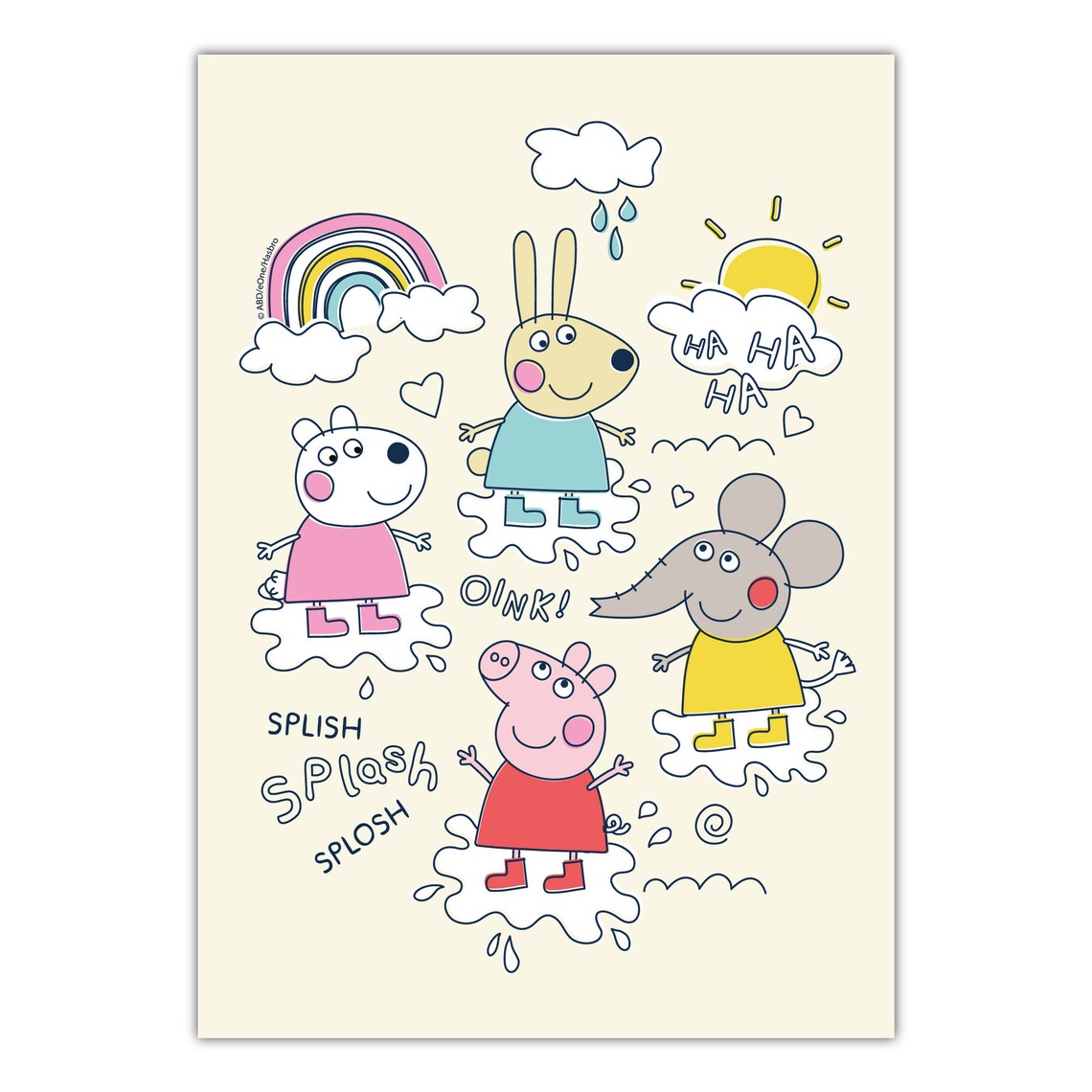 Peppa Pig Print - Peppa and Friends Puddles Doodle Poster Wall Art - Etsy
