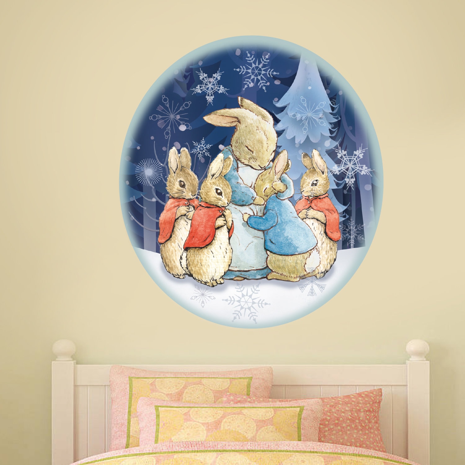 Official Peter Rabbit and Family Winter Themed Wall Sticker Mural PB038 ...