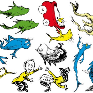Dr Seuss One Fish Two Fish Wall Sticker Set - Etsy