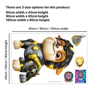Paw Patrol Wall Sticker - the Mighty Movie Rubble Wall Decal - Etsy