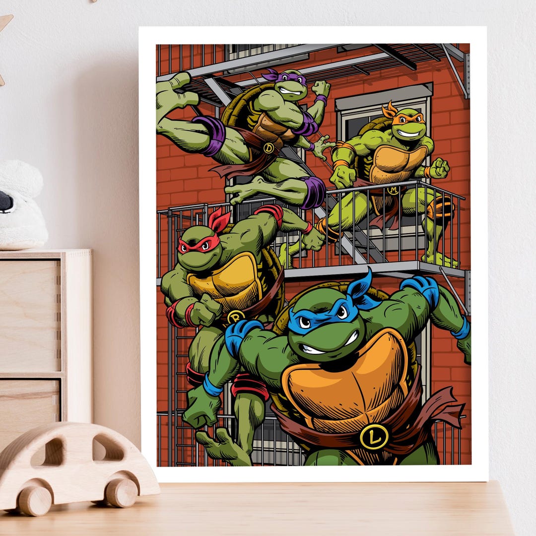 Teenage Mutant Ninja Turtles Print - Group on Side of Building Poster ...