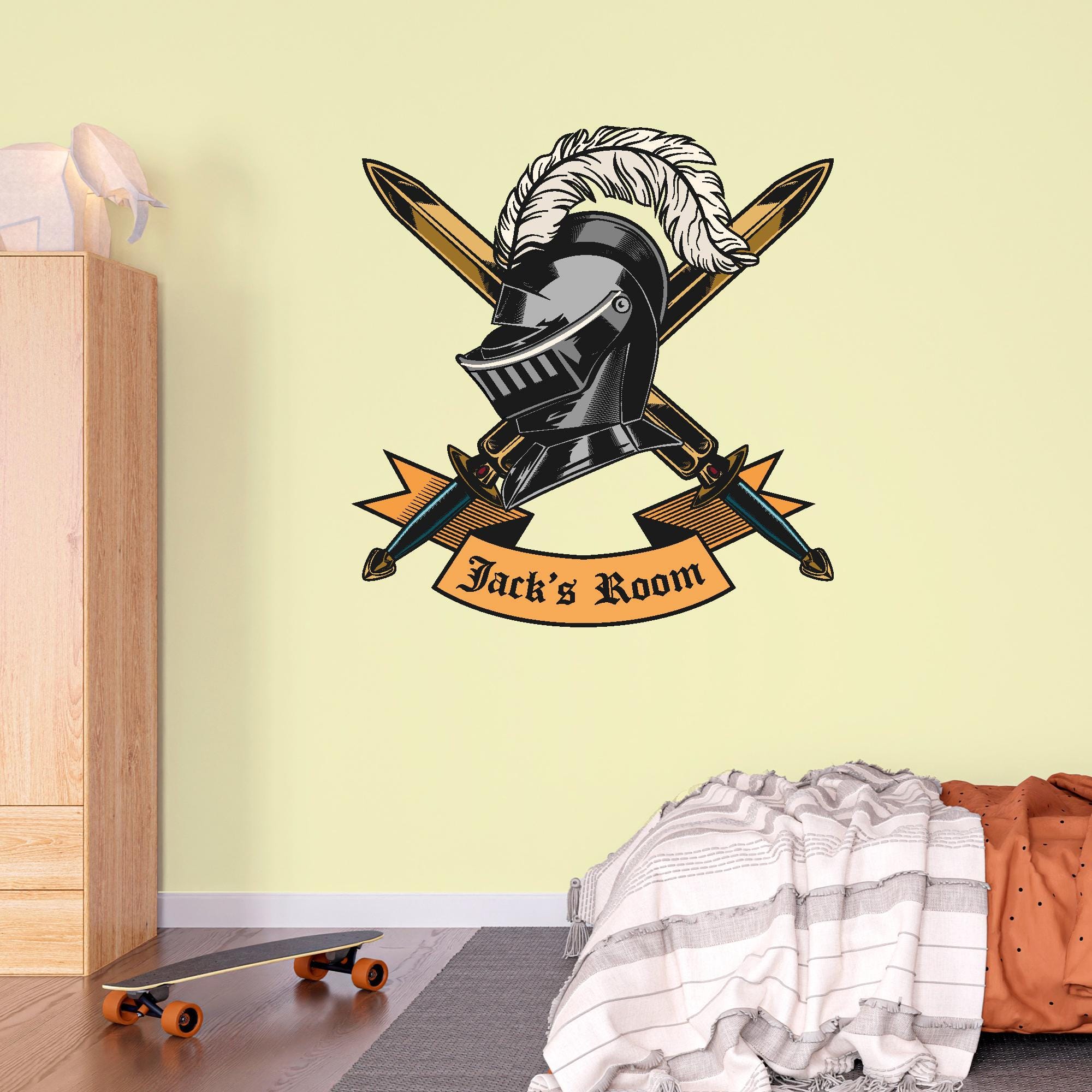 Medieval Wall Sticker - Armour and Scroll Personalised Decal Wall Art ...
