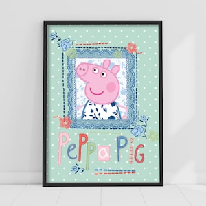 Peppa Pig Print - Peppa Pig Polka Dot Frame Poster Wall Art - Etsy