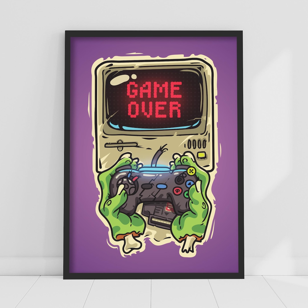 Video Gaming Print - Game Over Poster Wall Art - Etsy