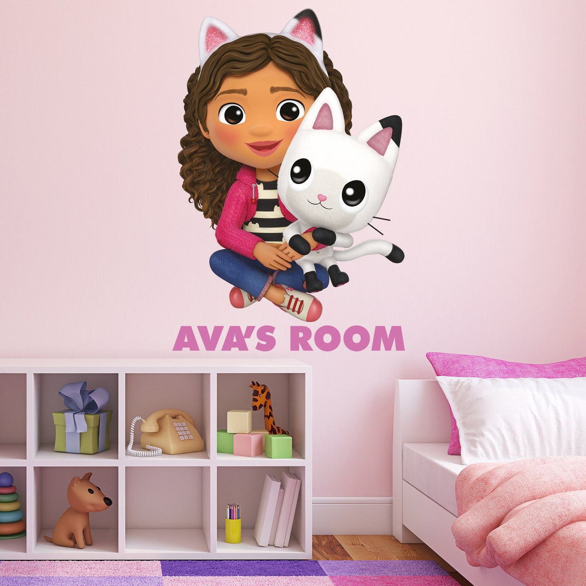Gabby's Dollhouse Wall Sticker - Gabby and Pandy Sat Down Personalised ...