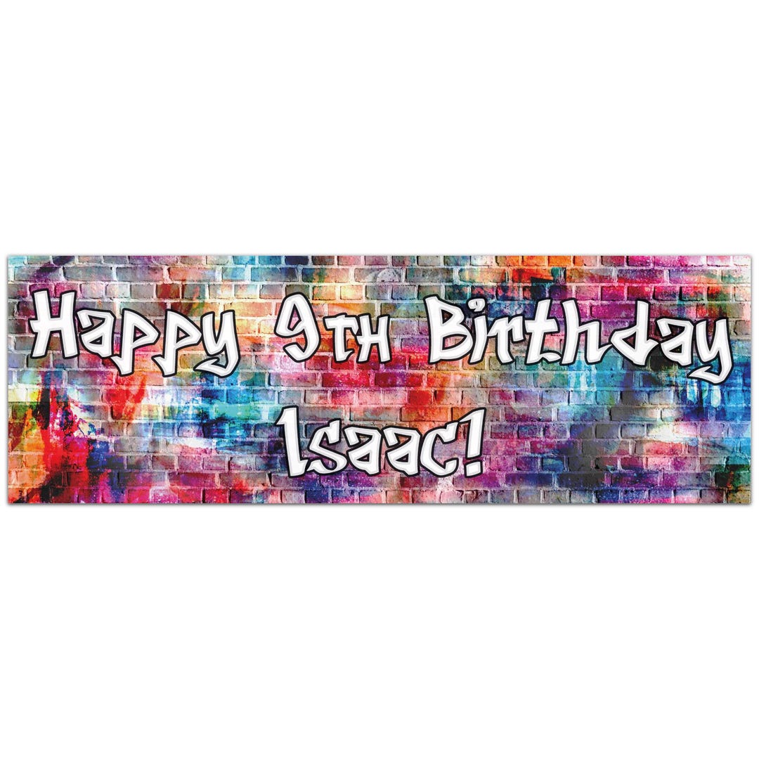Graffiti Birthday – Rainbow Wall Personalised Banner Wall Sticker - Etsy