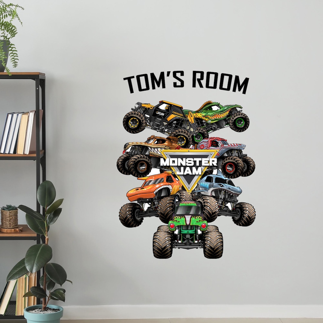 Monster Jam Wall Sticker - Group Personalised Text Decal Wall Art - Etsy