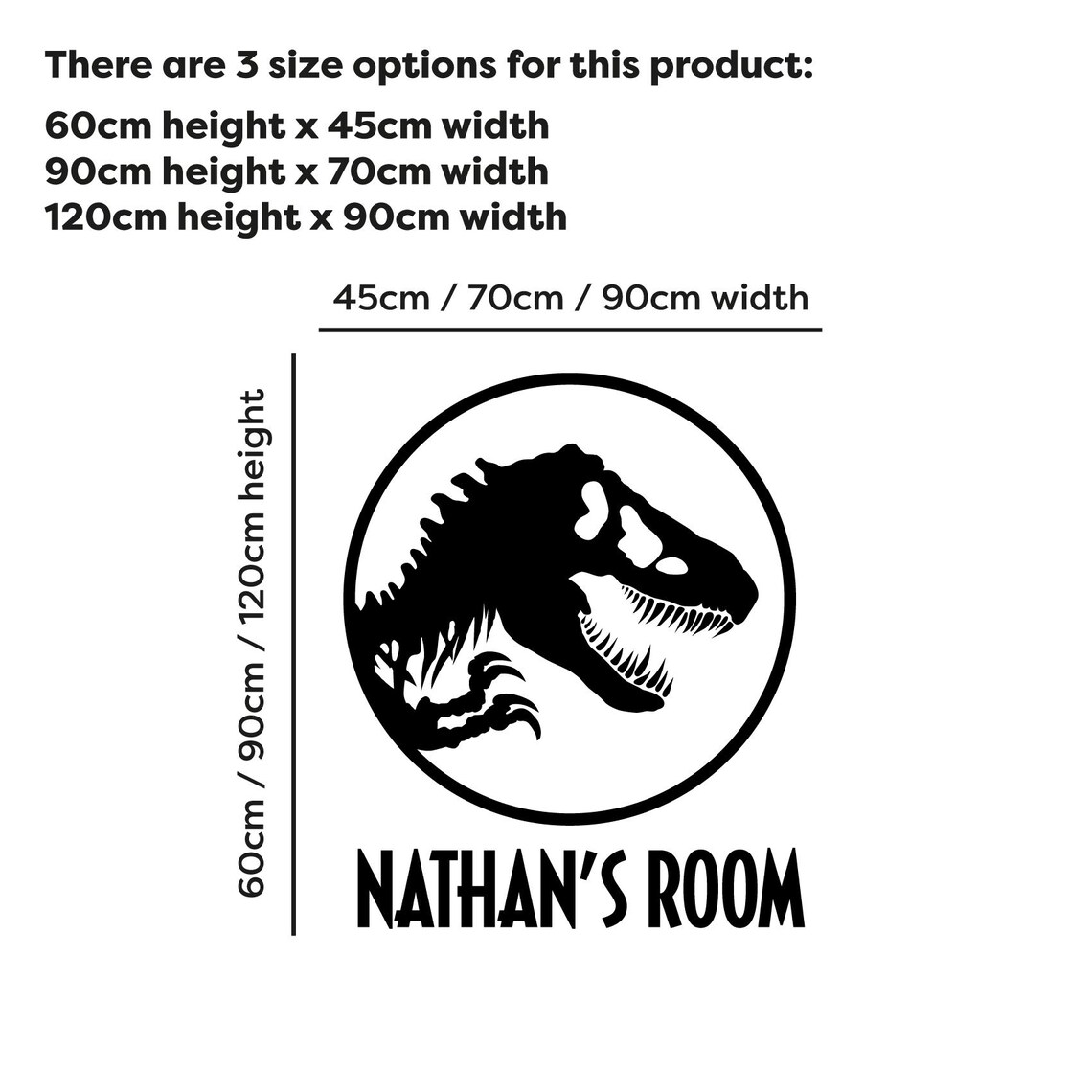 Jurassic World Personalised Logo Black and White Wall Sticker Mural ...