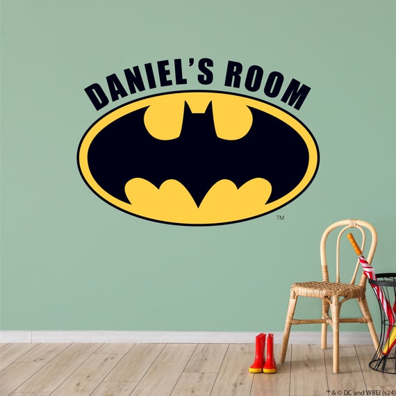 Batman Wall Sticker Logo and Personalised Name Wall Decal DC Superhero Art Etsy