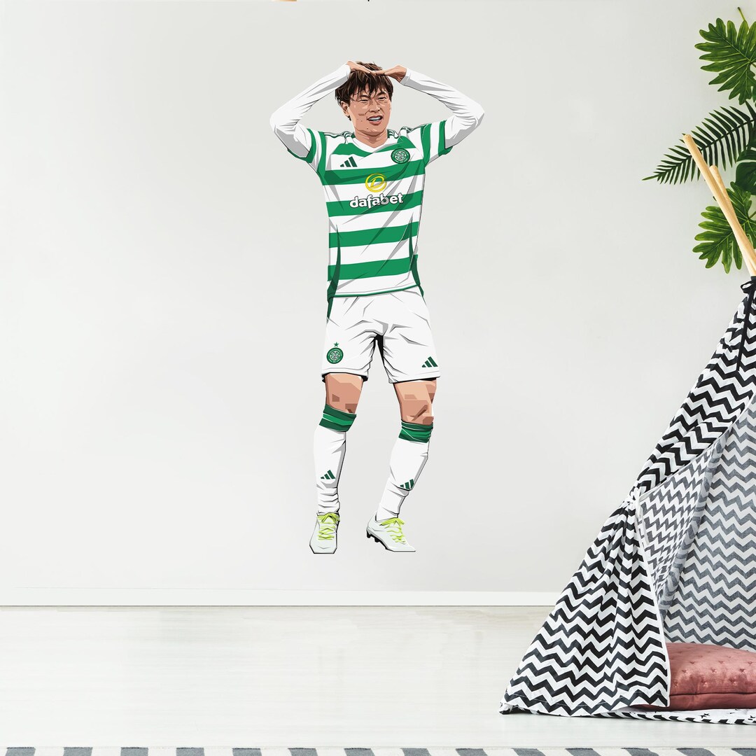 Celtic FC Wall Sticker - Kyogo Player Illustration 24/25 Wall Decal ...