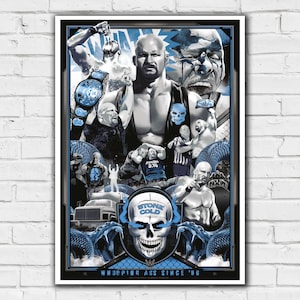 WWE Print - Stone Cold Steve Austin Collage Poster Wrestling Wall Art ...