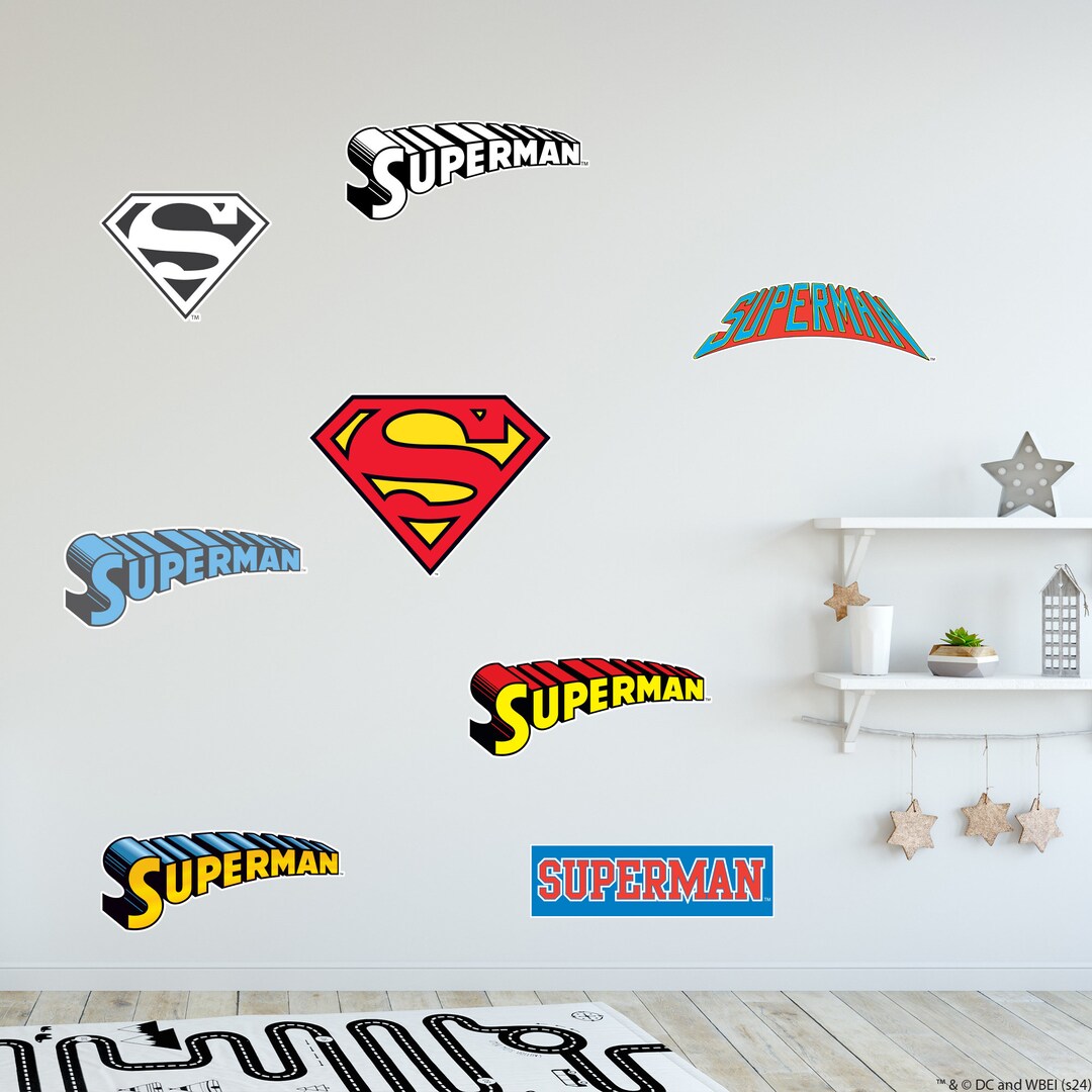 Superman Wall Sticker Logos Set Wall Decal DC Superhero Art - Etsy