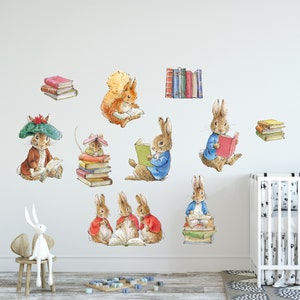 Peter Rabbit Wall Sticker - Peter Rabbit and Friends Reading Books Set ...