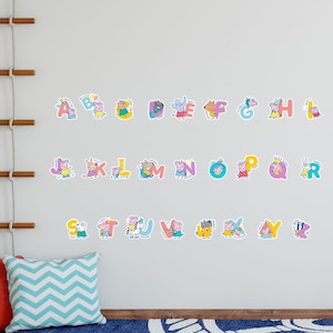 Peppa Pig Wall Sticker - Peppa Pig and Friends Alphabet Set Wall Decal ...