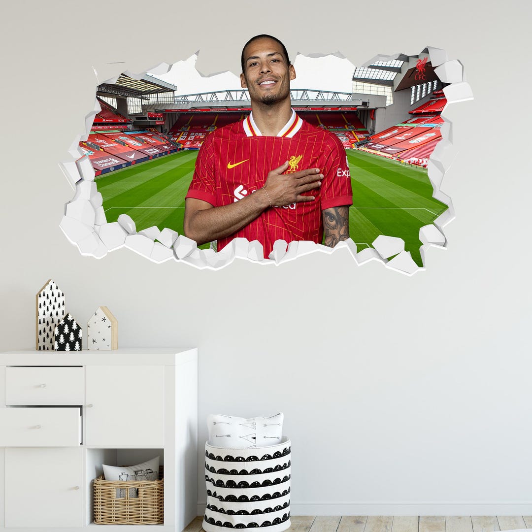 Liverpool FC Wall Sticker - Van Dijk 24/25 Broken Wall Decal - Etsy