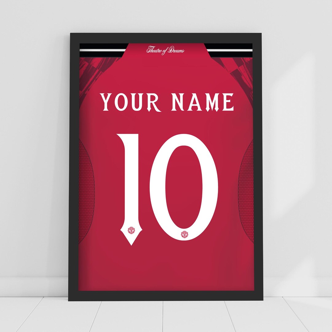Manchester United FC Print - 25/26 Personalised Shirt Pattern Poster ...