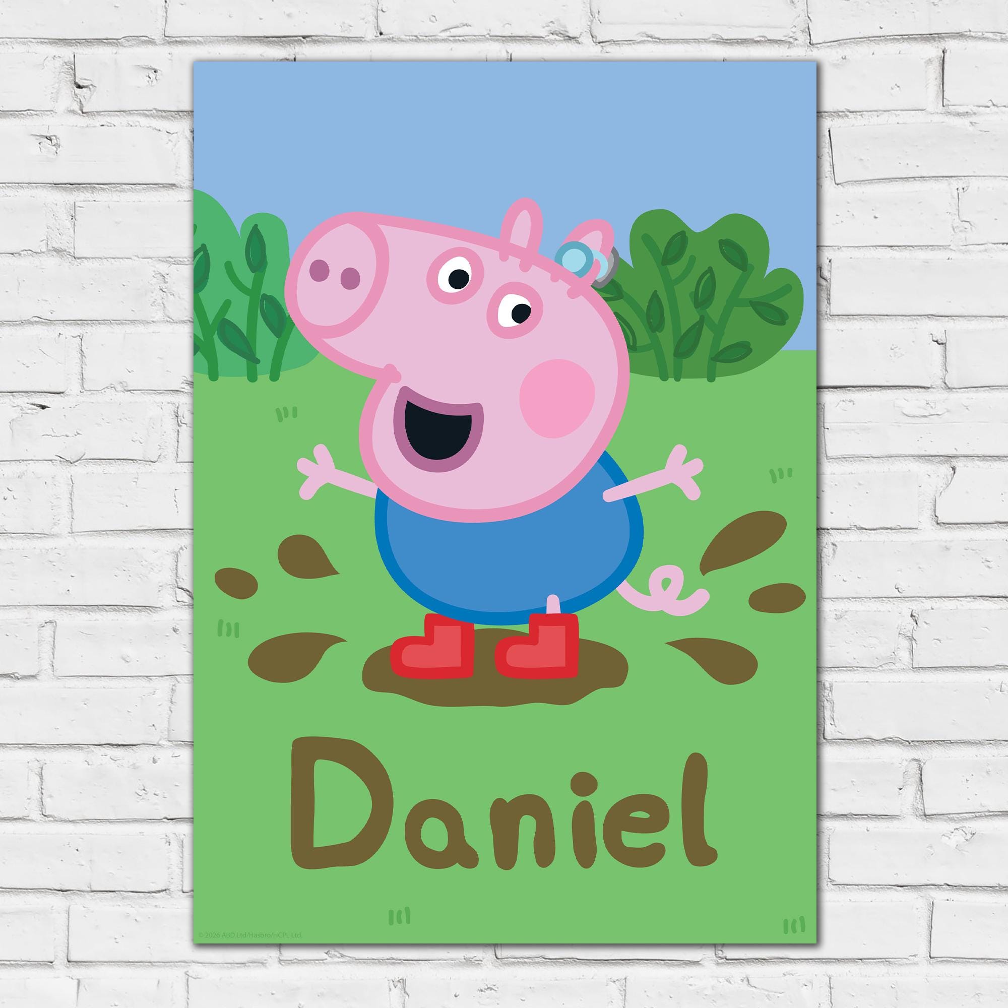 Peppa Pig Print - Peppa Pig George Muddy Puddle Personalised Name ...