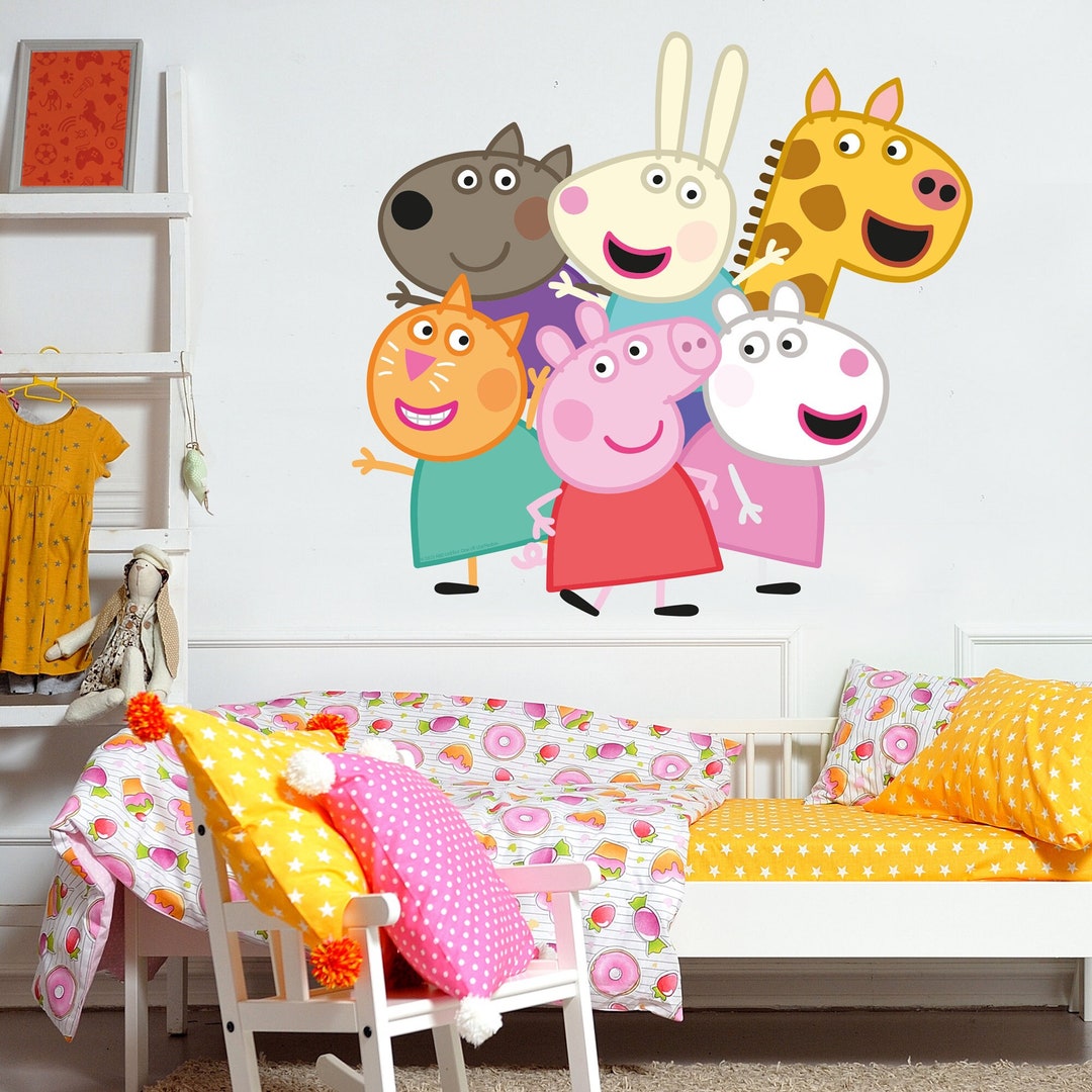 Peppa Pig Wall Sticker - Peppa and Friends Group Wall Decal Kids Art - Etsy