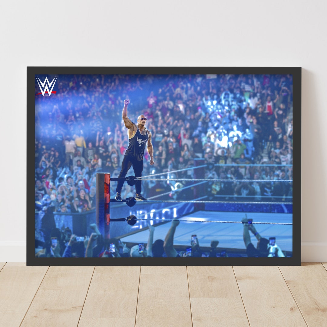 WWE Print - the Rock Stood on Ring Ropes Poster Wrestling Wall Art - Etsy