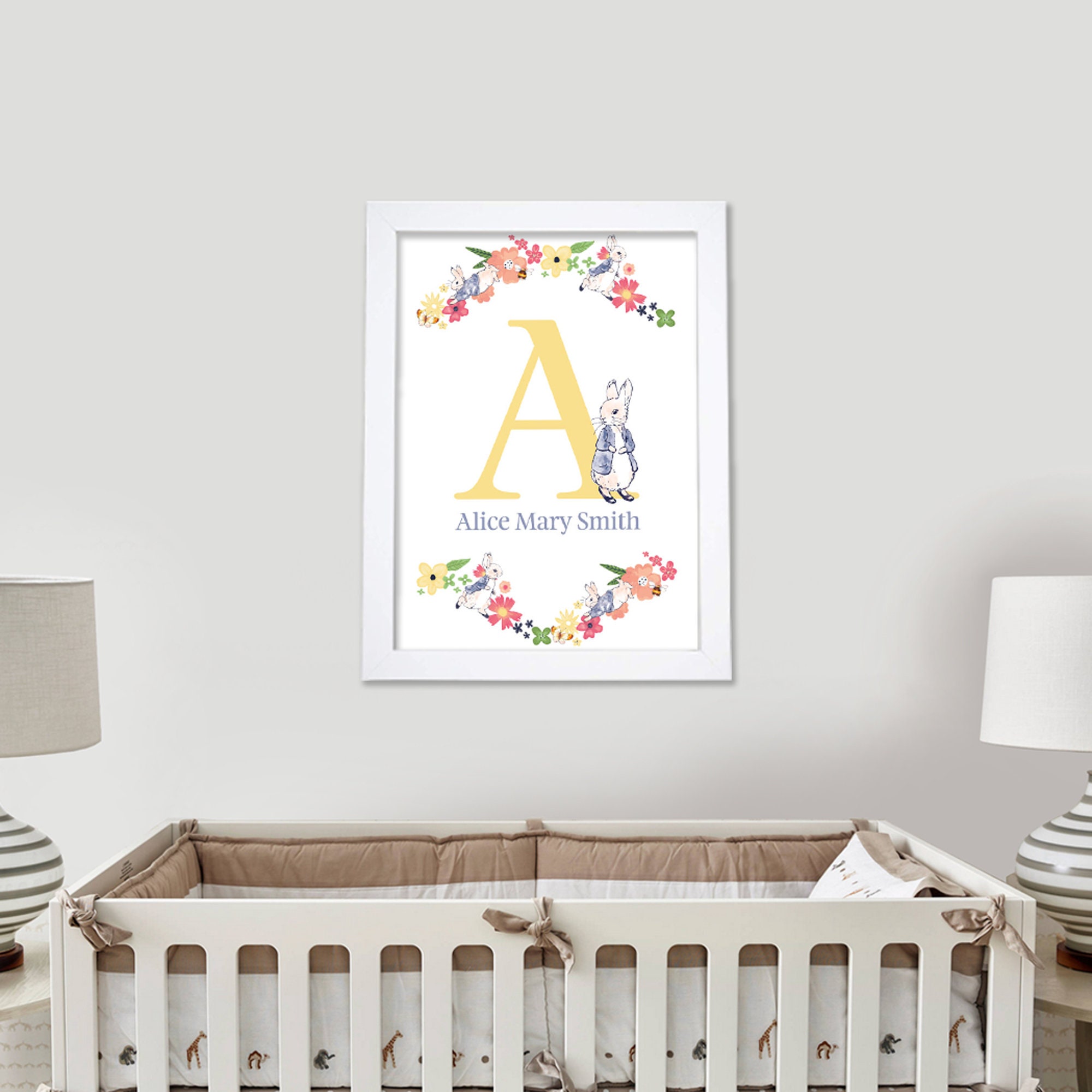 Official Peter Rabbit Print Flowers and Personalised Yellow | Etsy