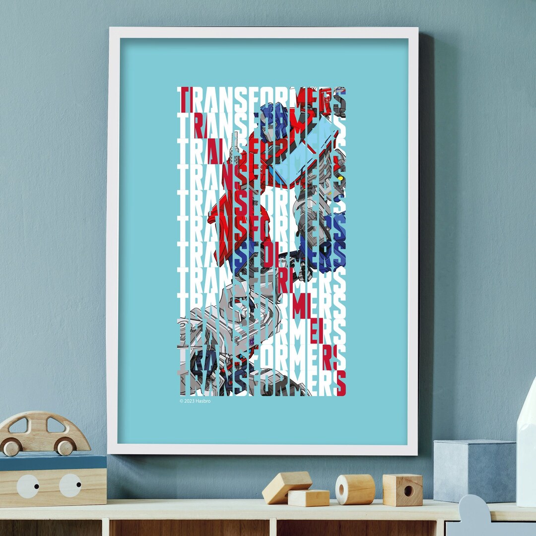Transformers Print Transformers Optimus Prime Megatron Repeat Title Blue Wall Art Poster Etsy