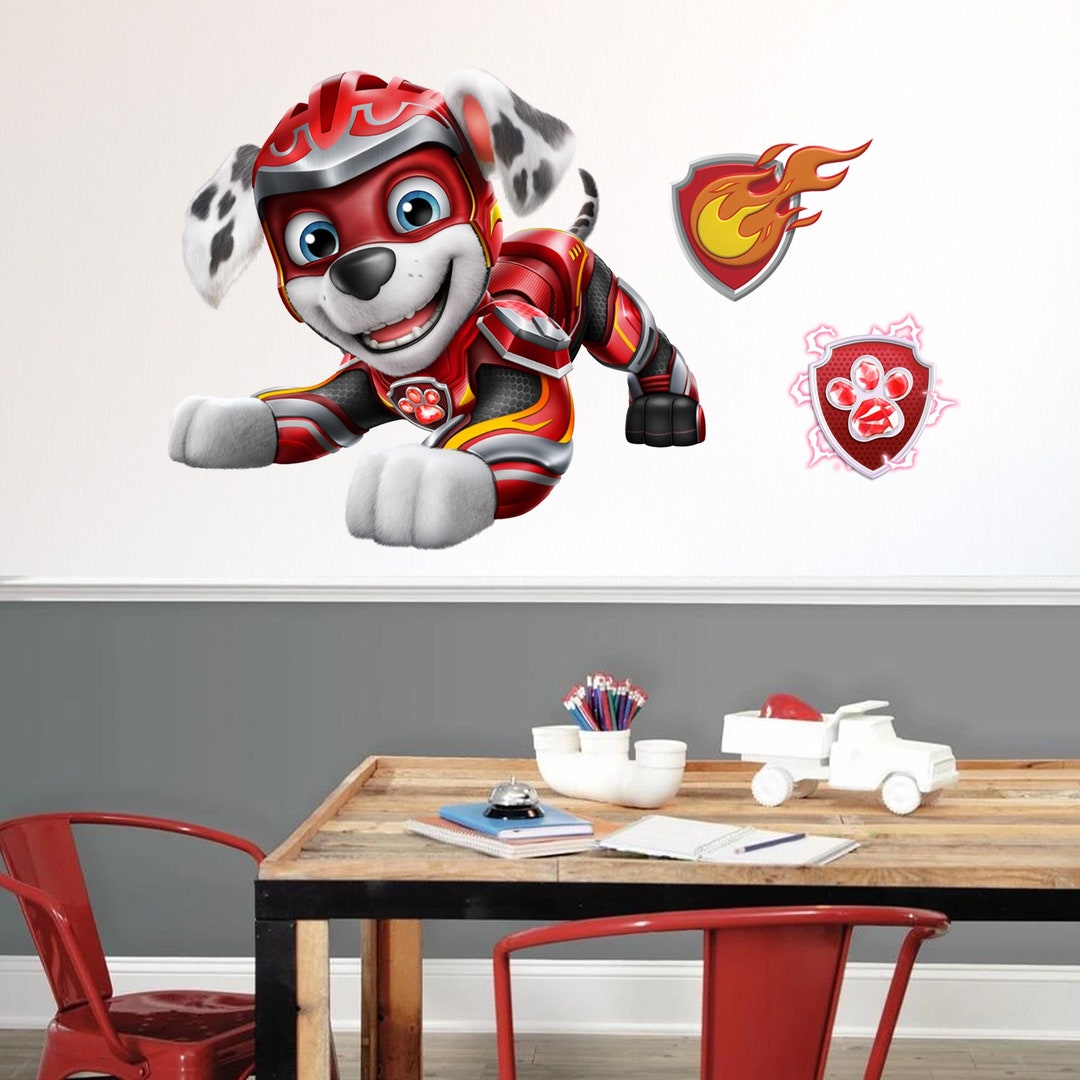 Paw Patrol Wall Sticker - the Mighty Movie Marshall Wall Decal - Etsy
