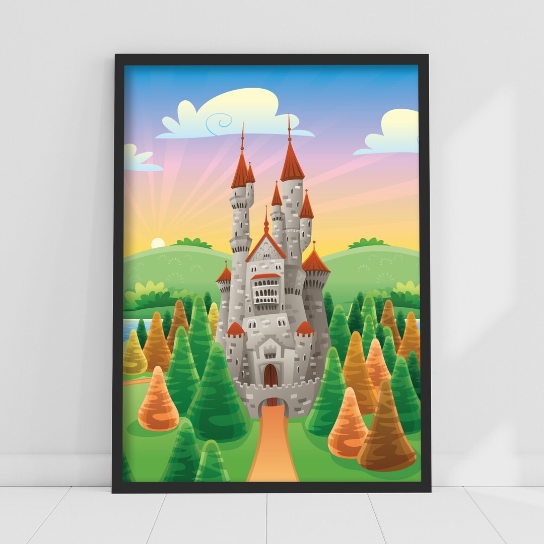 Princess Print - Castle Sunrise Poster Wall Art - Etsy