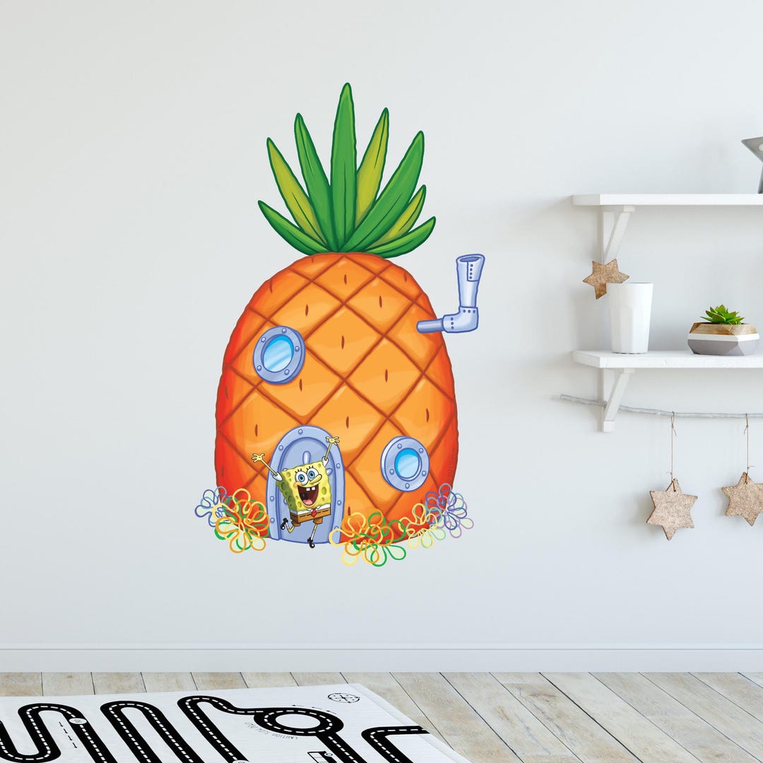 Spongebob Wall Sticker - Spongebob Outside His House Decal Wall Art - Etsy