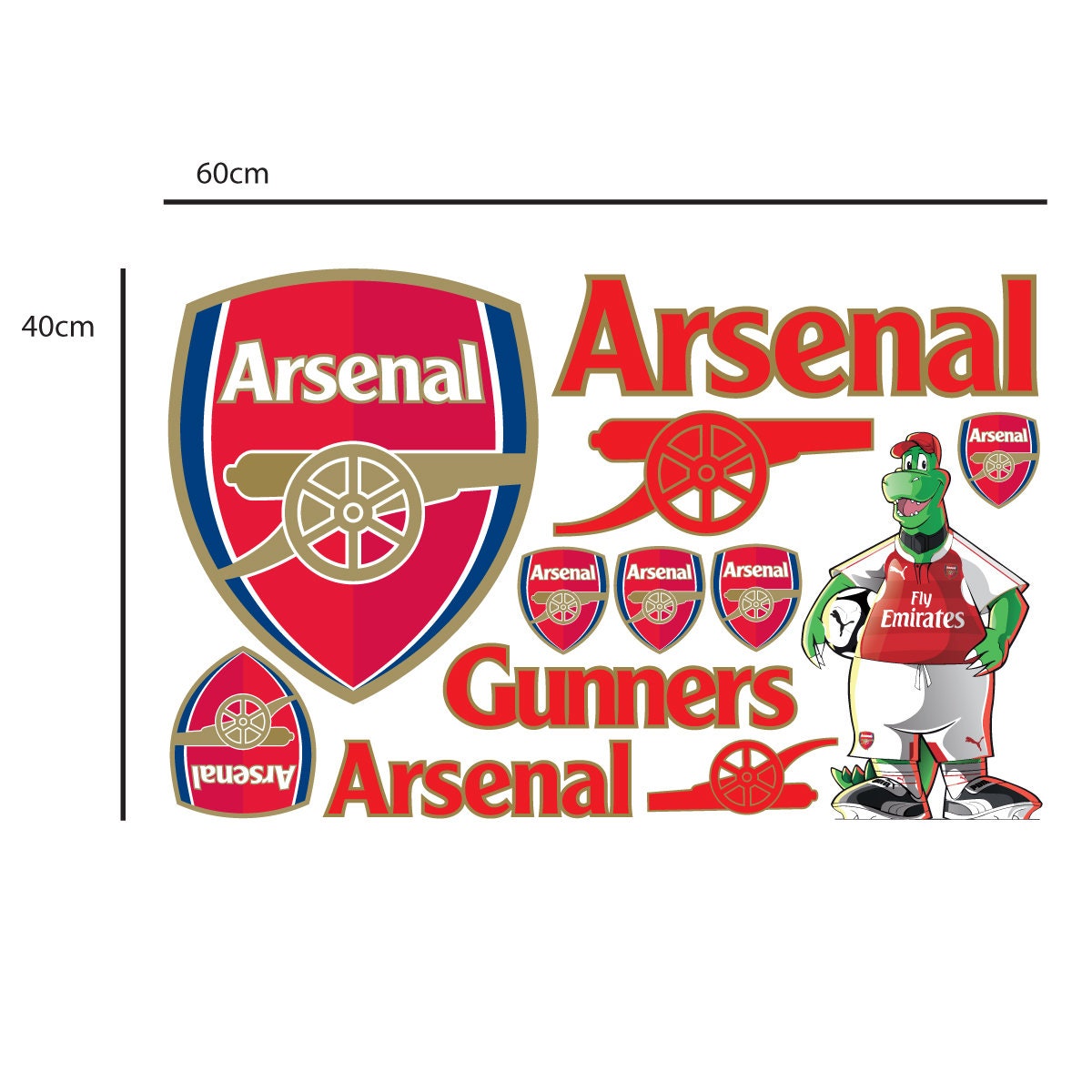 Arsenal Football Club Crest Mural Gunners Wall Sticker Set - Etsy