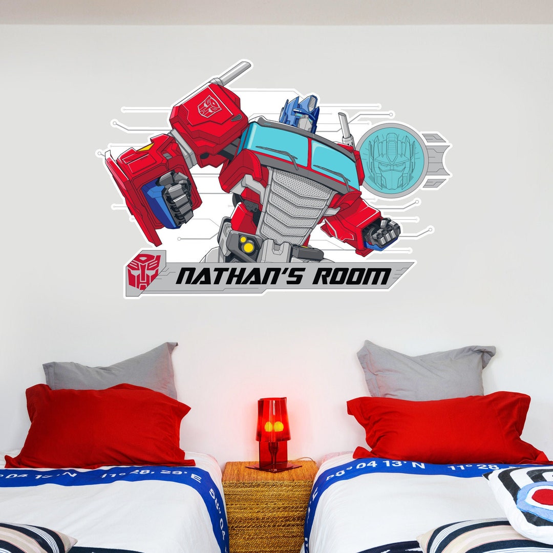 Transformers Optimus Prime Personalised Name Wall Sticker Decal Art ...