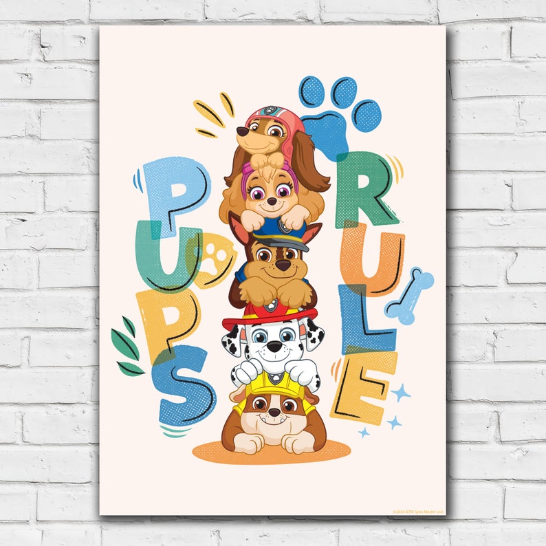 Paw Patrol Print - Pups Rule Poster Wall Art - Etsy